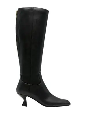 SERGIO ROSSI Leather Heel Boots - Black