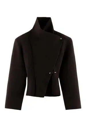 Arakii Asymmetric Pin Merino Wool Blazer - Brown