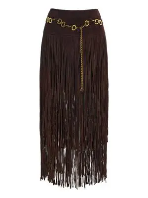 CARA CARA Fringe Lamb Suede Midi Skirt
