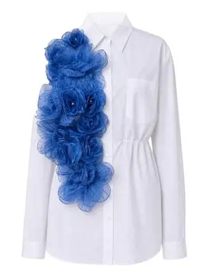 ÚCHÈ Floral Applique Dress Shirt - White/blue