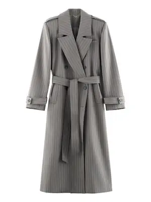 Arakii Striped Wool-blend Structured Coat - Light Grey