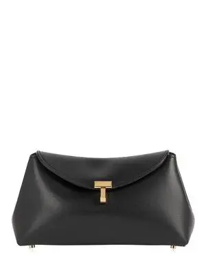 TOTEME Mini T-lock Leather Clutch - Black