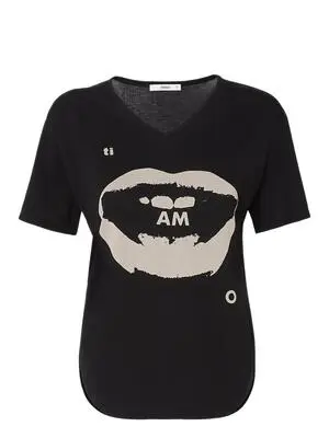 Fendi I Love You" Graphic V-neck T-shirt - Nero