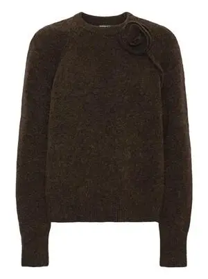 ROTATE BY BIRGER CHRISTENSEN Alpaca-blend Knit Flower Jumper - Marrone
