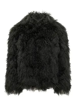 MARTHA LOUIS Martha Louis Mongolian Shearling Jacket With Wide Neck