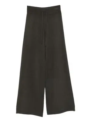 LISA YANG Cashmere Wide-leg Pants With Elastic Waist And Side Pockets - Verde