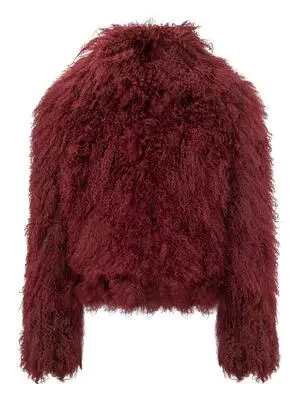 MARTHA LOUIS Mongolian Shearling Jacket - Burgundy