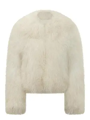 MARTHA LOUIS Mongolia Shearling Turtleneck Jacket - White