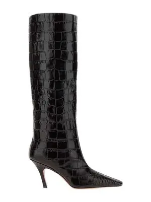 Amina Muaddi Amina Muaddi Women Dark Brown Leather Mona Boots Brown