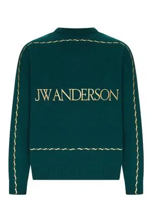 JW Anderson J.w.anderson Wool Sweater With Contrasting Logo - Green