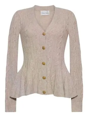 Cara Cara Kiko Cable-knit Peplum Cardigan Neutrals
