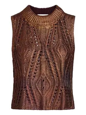 MARIE OLIVER Mcguire Open-knit Vest - Brown