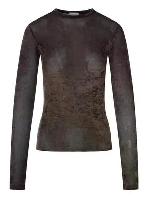 FORTE_FORTE Sheer-finish Long-sleeve T-shirt - Brown