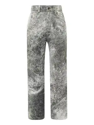 DANCASSAB Ruth Distressed-effect Leather Trousers - Grey