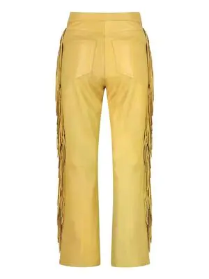 DANCASSAB Amador Fringe-detail Leather Trousers - Yellow