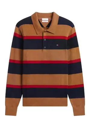 Tommy Hilfiger Striped Polo-collar Sweater - Blue