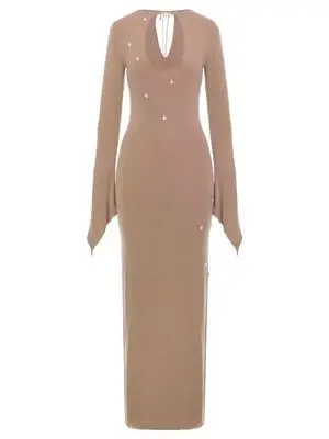 MANURI Maxi Crystal-embellished Cut-out Dress Neutrals