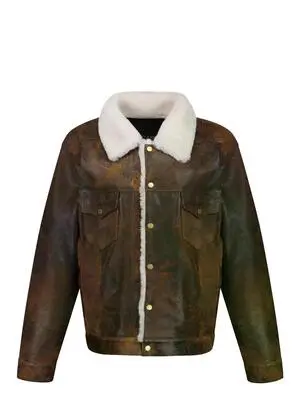 DANCASSAB Giulia Shearling-trim Leather Jacket - Brown