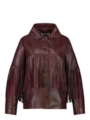 DANCASSAB Taylor Fringed Leather Jacket - Red