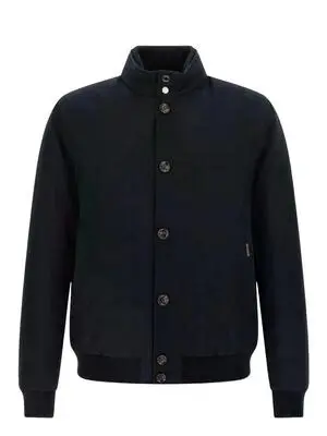 MOORER Ribbed-trim Button-up Jacket - Blue