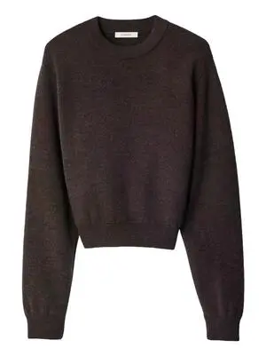LEMAIRE Short Sweater In Felted Merino Wool - Brown
