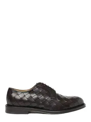 SCAROSSO Harry Woven Leather Derby Shoes - Brown