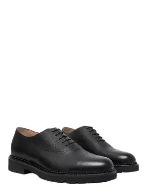 SCAROSSO Rupert Hammered Leather Oxford Shoes - Black