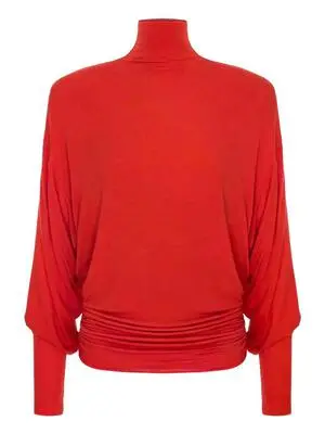 MANURI Romy Padded-shoulder Romy Blouse Red