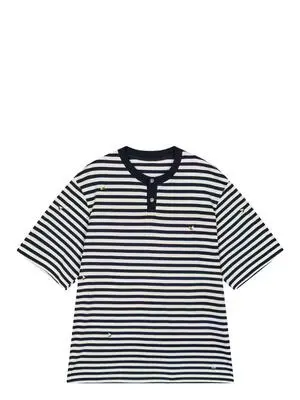 CROQUIS Sailboat-embroidery Striped T-shirt - White