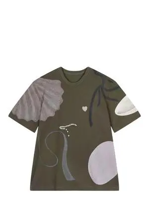JNBY Abstract Print Cotton T-shirt - Green