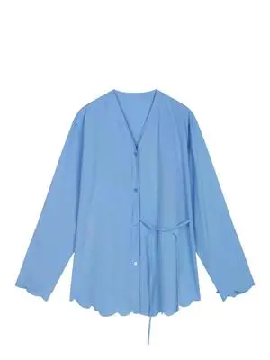 JNBY Scalloped-edge Side-tie Shirt - Blue