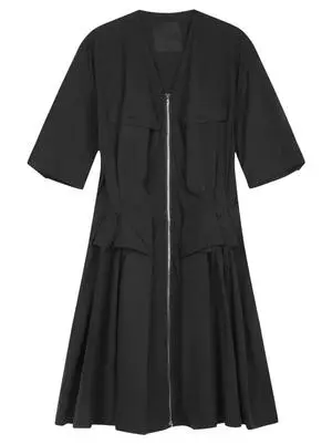 JNBY Draped-waist Zip-up Mini Dress - Black