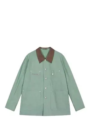 CROQUIS Multi-pocket Contrast-collar Jacket - Green