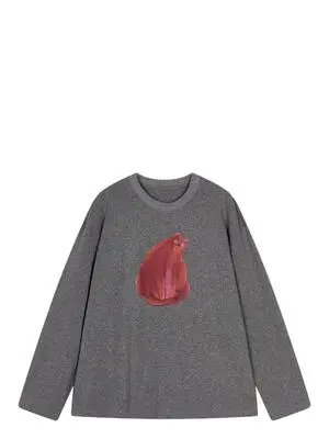 JNBY Cat Print Long-sleeve T-shirt - Grey