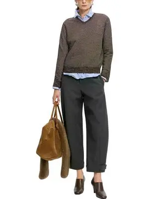 JNBY Textured Knit V-neck Sweater - Brown
