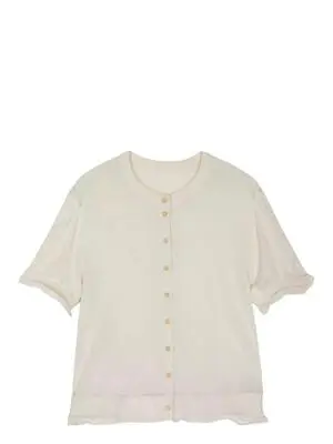 LESS Raw-edge Short-sleeved Cardigan - Neutrals