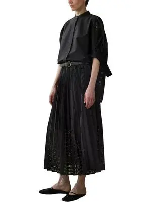 LESS Laser-cut Three-quarter Sleeve Shirt - Black