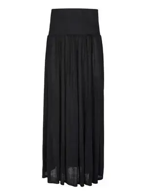 LESS Paneled-waist A-line Maxi Skirt - Black