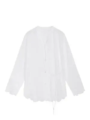 JNBY Scalloped-edge Wrap-tie Shirt - White