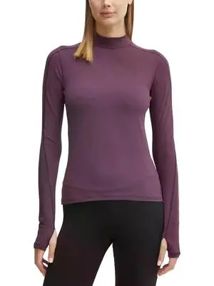 REEBOK Logo-detail Mock-neck Top - Purple