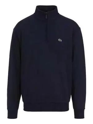 Lacoste Quarter-zip Logo-patch Sweater - Blue
