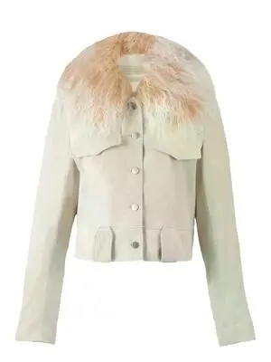 DANCASSAB Fanny Shearling-collar Suede Jacket - Neutrals