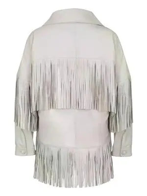 DANCASSAB Loretta Fringed Leather Jacket - Grey
