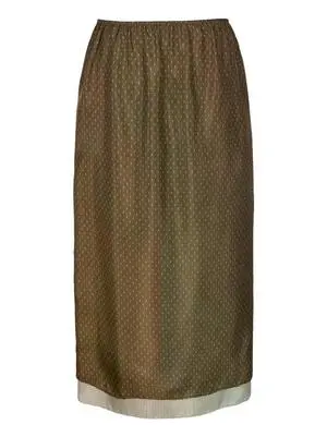 LESS Polka-dot Silk Midi Skirt - Brown