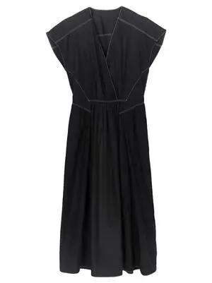 LESS Contrast-stitched Sleeve Maxi Dress - Black