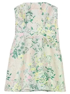 Pamella Roland Strapless Brocade Short Dress - Green