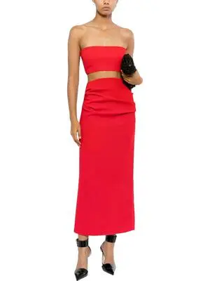 Maticevski Draped Midi Pencil Skirt Red