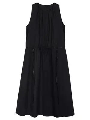 LESS Drawstring Sleeve Midi Dress - Black