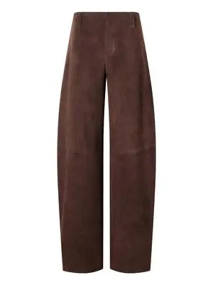 Stouls Valadon Paneled Suede High-waist Wide-leg Pants - Brown