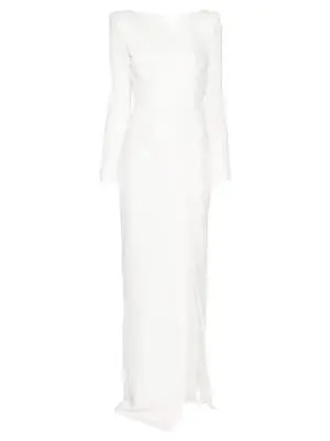 Alex Perry Boatneck Long Sleeves Gown White